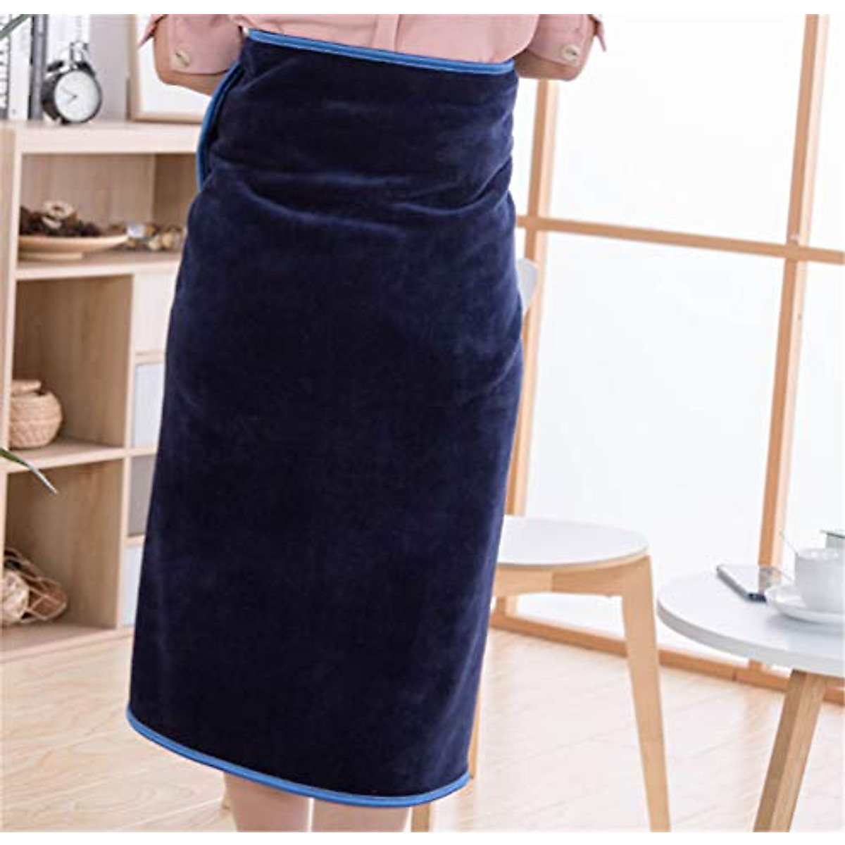 Mvchifay Wearable Blanket Soft Fleece Shawl Button Closure Warm Snuggle Throw for Sofa Snap 27x51inches (Blue-70x130cm)