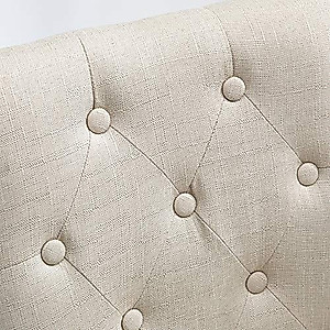 Ansley&HosHo 4 Dining Chair with Arms Modern Tufted Upholstered Accent Chair Dining Set Solid Wood Legs Living Room Armchair Side Chair for Home Kitchen Dining Receiving Restaurant Nailed Trim, Beige