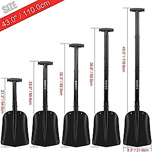 COFIT 43" Retractable Snow Shovel and 39" Snow Brush, Detachable and Extendable Snow Removal Telescoping Brush and Shovel for Car Auto Truck SUV Windshield