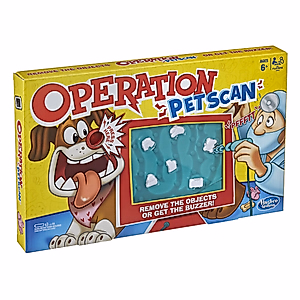 Operation Pet Scan Board Game for 2 or More Players, Kids Ages 6 and Up, with Silly Sounds, Remove The Objects or Get The Buzzer