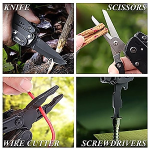 RoverTac Multitool Knife Camping Survival Knife Unique Gifts for Men Dad Husband 18 in 1 Multitools Knife Pliers Scissors Saw Corkscrew Bottle Opener 9-Pack Screwdrivers with Safety Lock Nylon Sheath