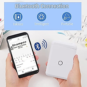 FOUAVRTEL Label Maker Machine with Tape D110 Portable Wireless Bluetooth Label Printer Direct Thermal Printer Rechargeable Labeler Handheld with Multiple Templates Inkless Office Home