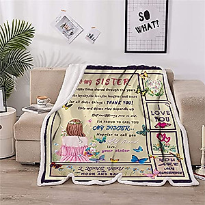 Sister Gifts Birthday Gifts for Sister Throw Blanket,Sister Birthday Gifts from Sister,Sister Christmas Valentines Day Gifts,Gifts for Big Sister-Bestie -Sister in Law Soft Warm Throws Blanket