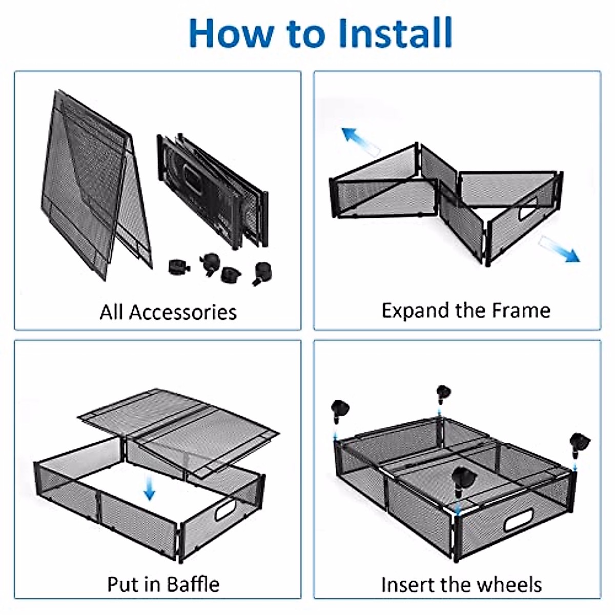SubClap Under Bed Storage Container with Wheels 1 Pack, Underbed Rolling Drawer Storage Organizer for Clothes Shoes Blankets Books, Metal Underbed Drawer Cart for Bedroom, 23.6" L x 15.9" W x 6.42" H
