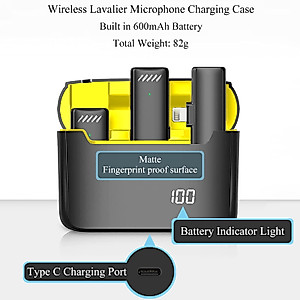 uowlbear Wireless Lavalier Microphones for iPhone iPad with Charging Case, Lapel Mini Microphone Podcast Microphone for Video Recording, Live Stream, Gaming, Video Call