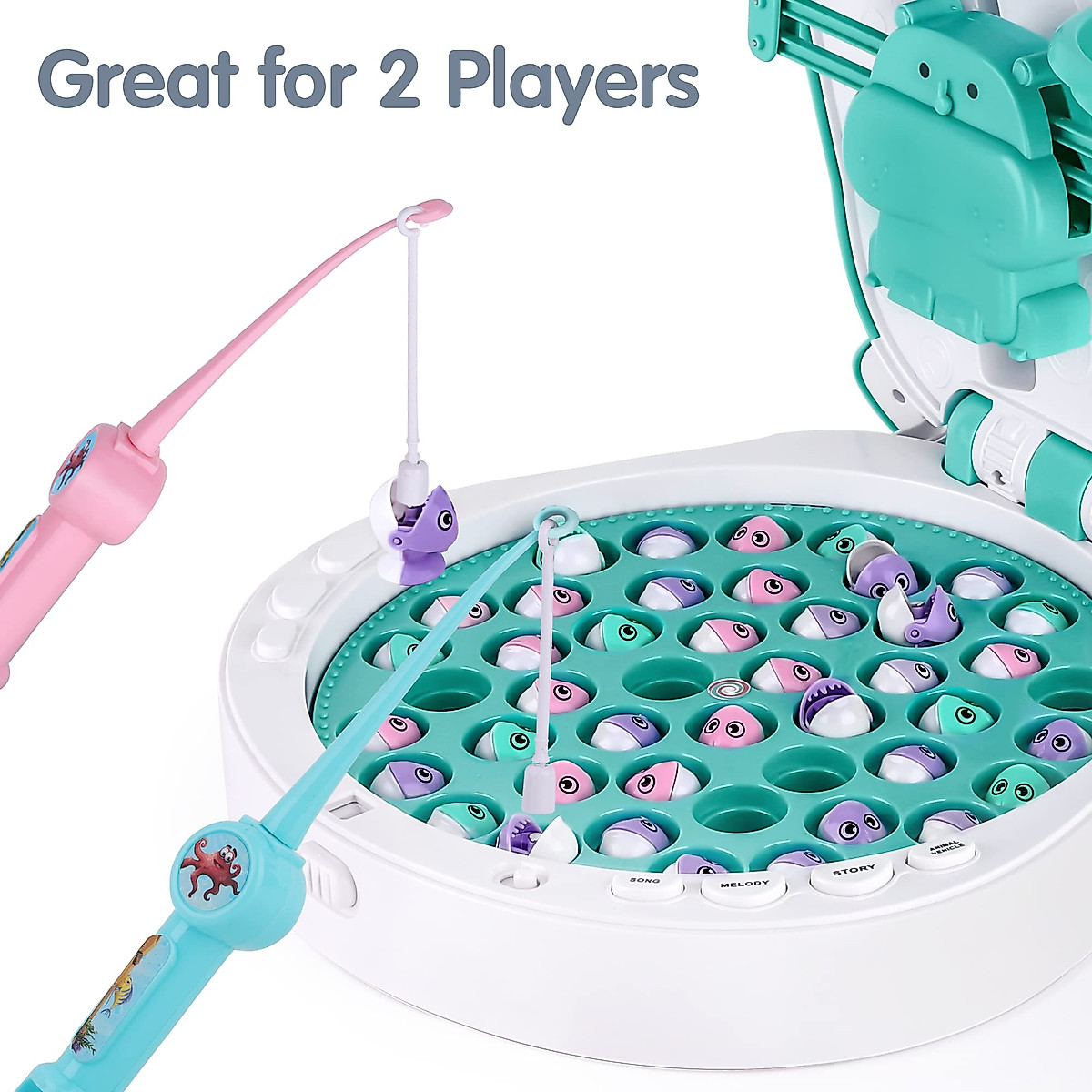 iPlay, iLearn Toddler Magnetic Fishing Games, Kids Electronic Fish Catch Toy W/Rod Board, Preschool Activity Learning Balance Counting Number, Christmas Birthday Gifts for 3 4 5 6 8 Year Old Boy Girl