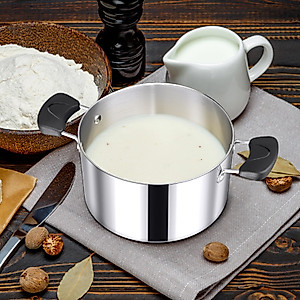 E-far 5-Qt Stockpot, 3-Ply Stainless Steel Stock Pot with Glass Lid & Stay-Cool Handles for Cooking Simmering Soup Stew, Heavy Duty Cookware Works w/Induction, Non-toxic & Dishwasher Safe