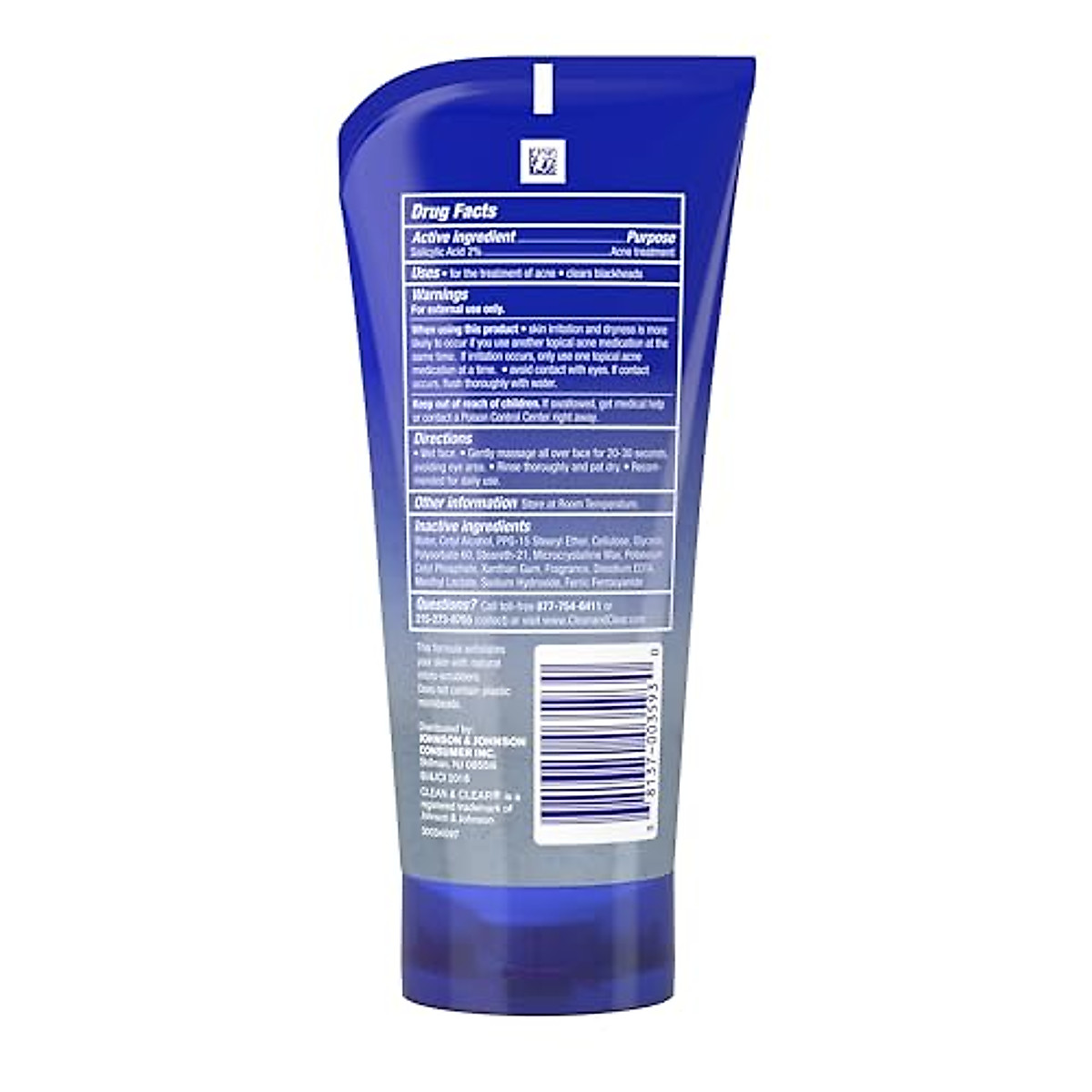 Clean & Clear Blackhead Eraser Oil-Free Facial Scrub with 2% Salicylic Acid Acne Medication, Exfoliating Daily Face Scrub for Acne-Prone Skin Care, 5 oz