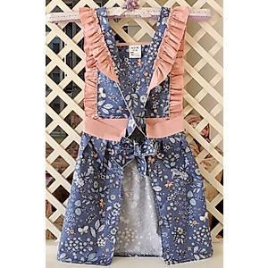 CRB Fashion Kids Cooking Baking Apron | Toddler, Little Girls, Cute Kitchen Chef Aprons (2 to 5 Years Old, Blue Blue)