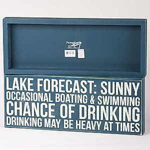 Primitives By Kathy Distressed Teal Box Sign, 20 x 8-Inches, Lake Forecast