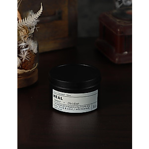 Obsidian Crystal Stone Energy Candle, Good Aura Health Protection, Baltic Amber Chakra Magic Vegetarian Affirmation Gift.(HEAL)