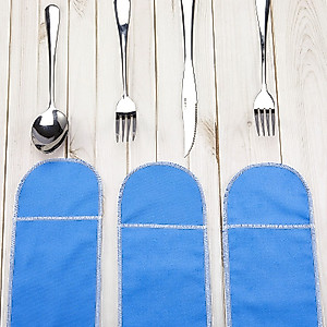 Silver Storage Bags Flatware Storage Blue Silver Flatware Storage Silverware Box Storage for Silver Tarnish Proof Silverware Cloth Storage Flatware Bags for Teaspoon Utensils Flatware (12 Pieces)