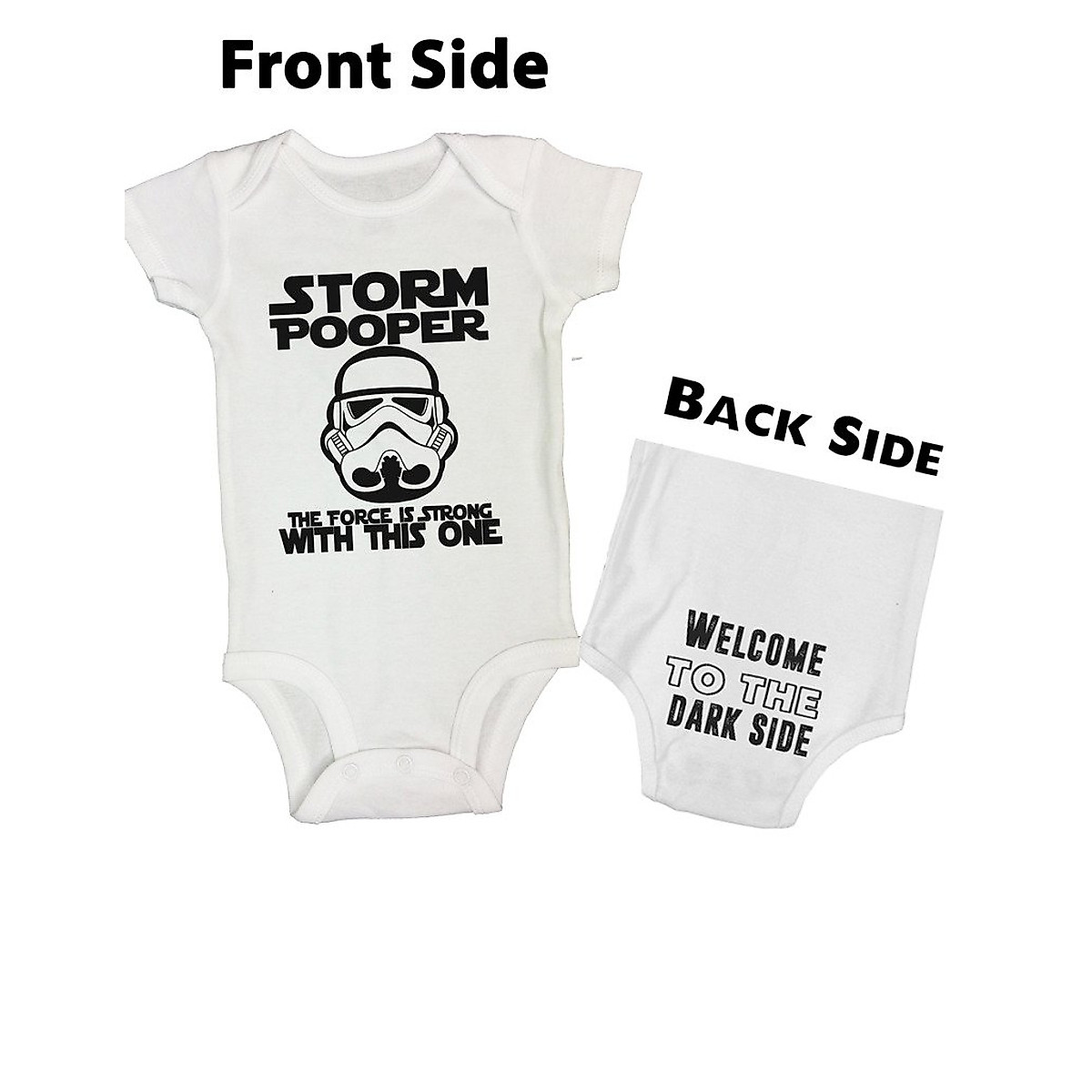 Cute Double Sided Star Wars Bodysuit Storm Pooper Welcome to The Dark Side 6-9 Months, White