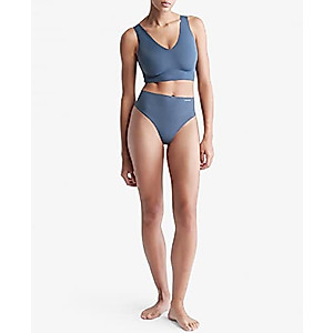 Calvin Klein Women's Invisibles High-Waist Thong Panty, Blue Edge