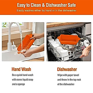 AKSDTH 2 Pack Blackstone Silicone Grease Cup Liners for 36 28 22 17 Inch Griddle, Reusable Grease Catcher Liner Grill Grease Tray Blackstone Accessories, Replacement of Aluminum Foil Drip Pans, Orange