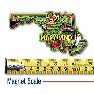 Maryland Colorful State Magnet by Classic Magnets, 4.6" x 2.6", Collectible Souvenirs Made in The USA