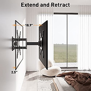 ELIVED TV Wall Mount for Most 26-55 Inch TVs, Swivel and Tilt Full Motion TV Mount with Single Stud Perfect Center Design, TV Bracket Max VESA 400x400mm, Holds up to 88 lbs.