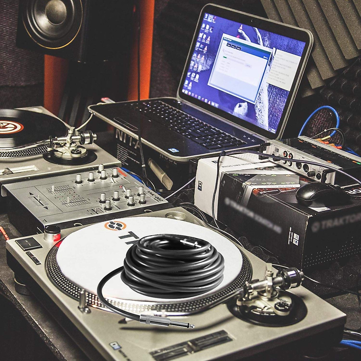 Yuyaokk 2Pack 25 ft 1/4" to 1/4" Speaker Cables, True 12AWG Patch Cords, 1/4 Male Inch DJ/PA Audio Speaker Cable 12 Gauge Wire.