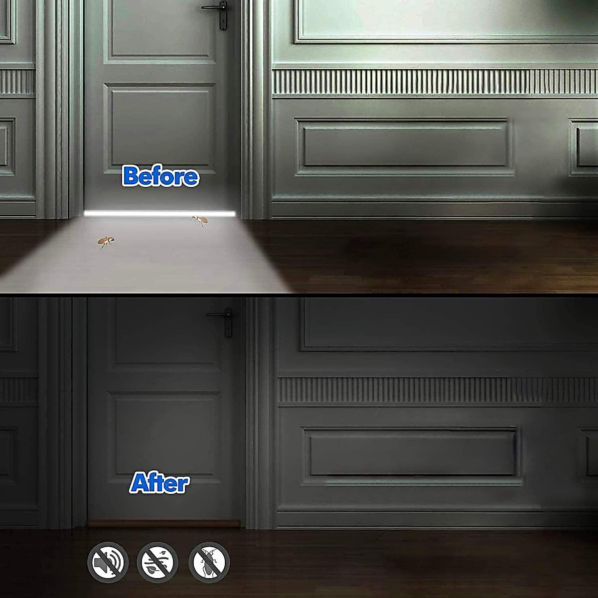 DreamQuil Door Draft Stopper, Under Door Draft Blocker Door Sweep Weather Stripping Door Seal, Black