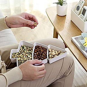 Angoily Christmas Plastic Serving Tray Platter - 2 Pcs Christmas Tree Shape White Plastic Divided Appetizer Serving Tray Candy Snack Salad Desserts Dried Fruit Nuts Plate for Home Office Party