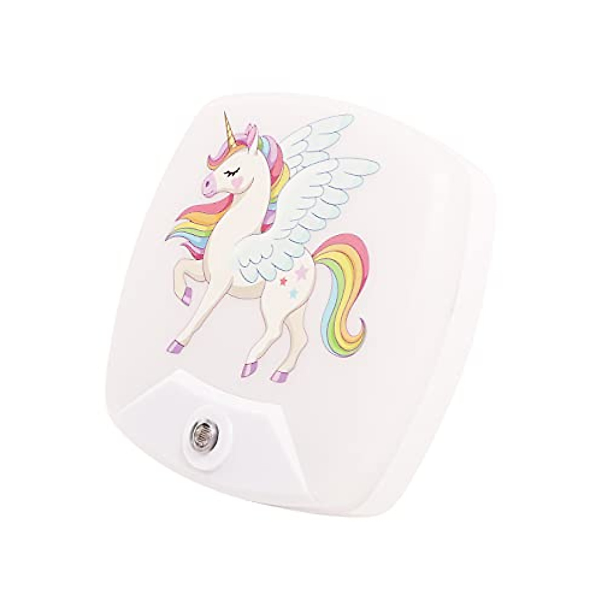 2 Pack - Cartoon Unicorn LED Plug-in Night Light for Kids - Wall Lamp Take Good Care Children Sleep Light Sensor Auto Controlled Nightlights for Baby Nursing D