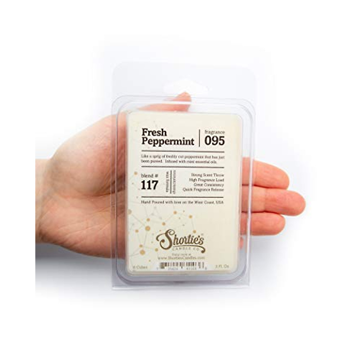 Shortie's Candle Company Fresh Peppermint Wax Melts Bulk Pack - Formula 117-4 Highly Scented Bars - Made with Natural Oils - Christmas & Holiday Air Freshener Cubes Collection