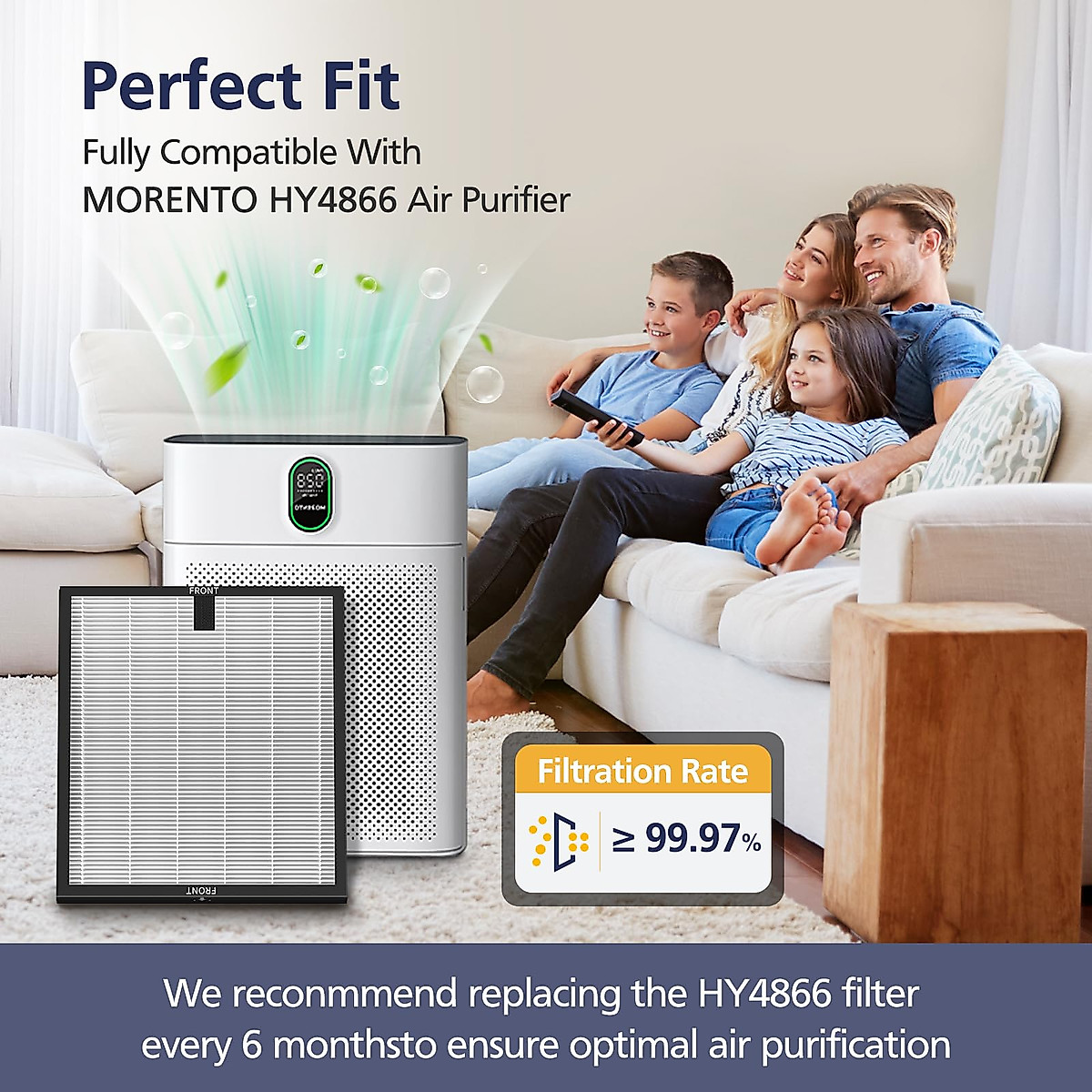 HY4866 Filters Compatible with MORENTO HY4866, WESTHEY HY4866, YIOU M1 Air Purifi-er, 3-in-1 H13 Ture HEPA Replacement Filters (Includes4 Pack Pre-filter) Enhanced Version HY4866 Replacement Filter