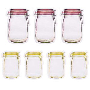 20 Pack Reusable Mason Jar Bottles Bags Cookie Jar Purse Food Storage Zip Lock Bags Kitchen Organizer Snacks, Bread, Cookies, Fresh Food Saver for Household Travel Camping, 10 Large & 10 Medium