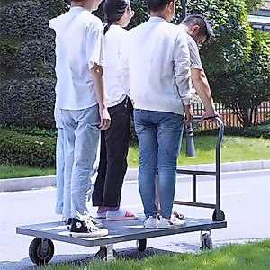 Platform Trucks Flatbed Cart Platform Truck with Foldable Handle and 360 Degree Swivel Wheels Steel Push Hand Cart for Loading and Storage Hand Truck Push Cart