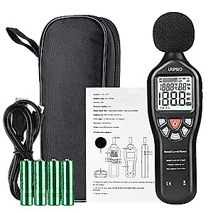 URPRO Electronics Decibel Meter, Digital Sound Level Meter 30 – 130 dB Audio Noise Measure Device Backlight Display