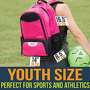 Athletico Youth Soccer Bag - Soccer Backpack & Bags for Basketball, Volleyball & Football | Includes Separate Cleat and Ball Compartment (Black)