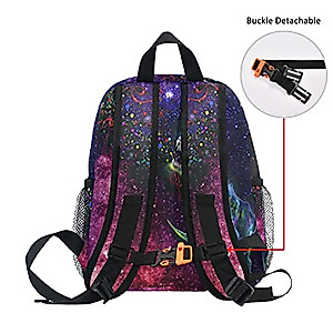 Glaphy Custom Kids Backpack for Boys Girls, Dinosaur Galaxy Toddler Backpack Kindergarten Elementary, Personalized Name Preschool Bookbag with Chest Strap