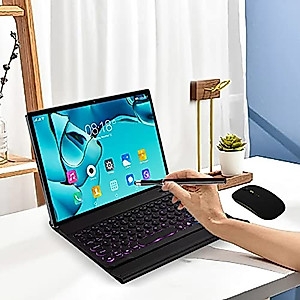 Gaming Tablet, Tablet PC Dual Camera 3 Card Slots with Keyboard Mouse for Family (Gray)