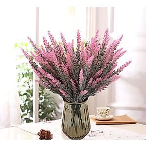 CATTREE Artificial Lavender Flowers Pink 8 Bundles, Fake Plastic Plant Lifelike Bouquet Home Bridal Wedding Office Party Garden Balcony Indoor Outdoor DIY Wreath Centerpieces Arrangements Decoration