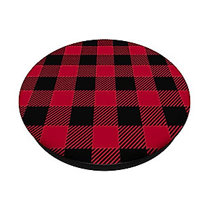 Red buffalo-plaid-artwork PopSockets PopGrip: Swappable Grip for Phones & Tablets