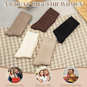 Justay 5 Pairs Womens Wool Thick Warm Winter Socks, Casual Cozy Vintage Knit Crew Socks Gift for Women