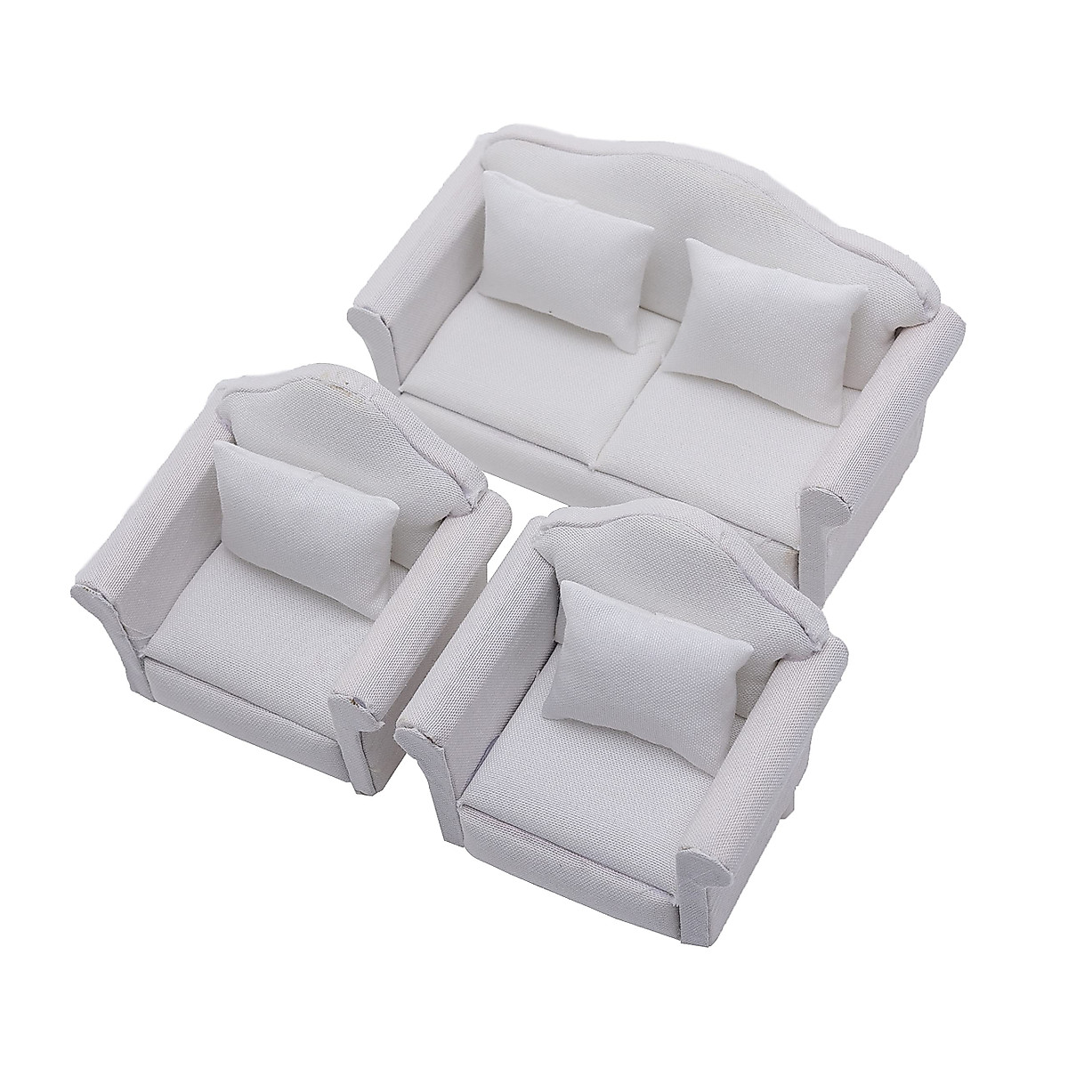 Fateanuki 1 12 Scale Doll House Furnitures 3pc Sofa Miniature Dollhouse Toy Parlor Bedroom Decoration Accessories