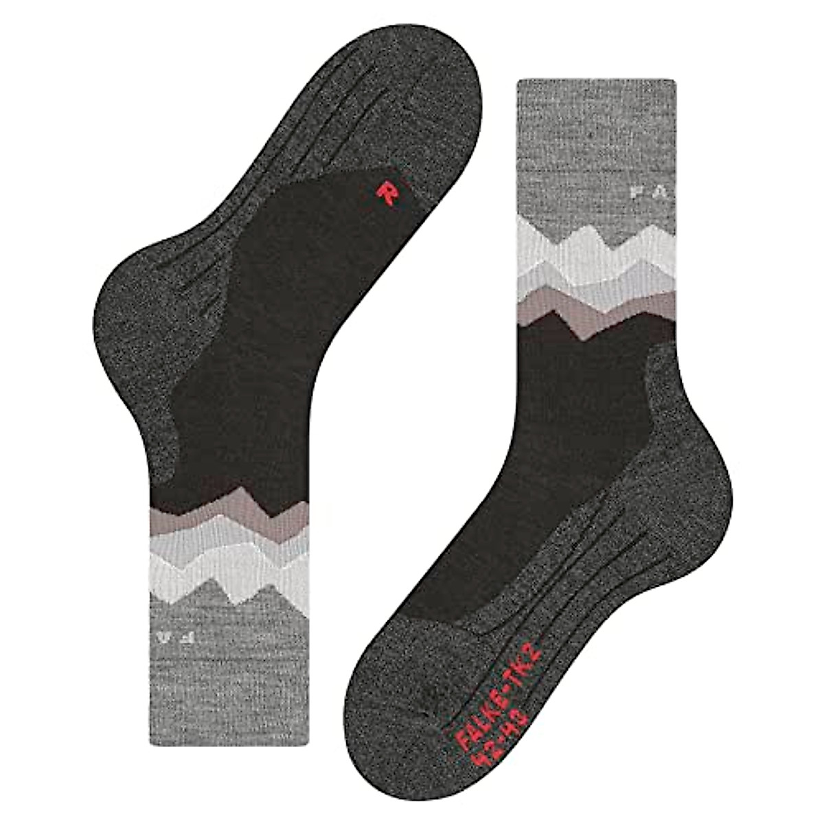 FALKE Men's TK2 Explore Crest Hiking Socks, Merino Wool, Mid Calf, Medium Padding, Max Comfort, Athletic Sock, Black (Black 3003), 12.5-13.5, 1 Pair