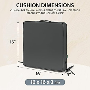 mudilun 16x16x3inch Outdoor Chair Cushions Double Piping with Carrying Handle Patio Furniture Cushions Outdoor with Zipper Waterproof Seat Cushions Set of 2 Durable Garden Sofa Couch Chair Pads