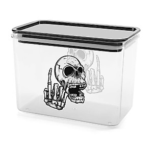 Rock 'N Roll Skull Storage Box Plastic Food Organizer Container Canisters with Lid for Kitchen
