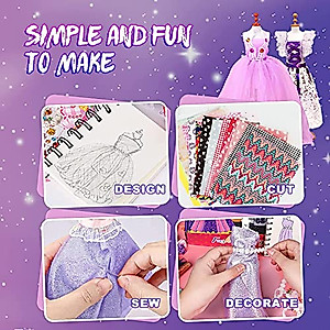 Little Brown Box 400PCS Fashion Designer Kits for Girls with 3 Mannequins Creativity DIY Craft Kits for Kids 8-12 Sewing Kit Barbie Doll Clothes Girls Birthday Gifts