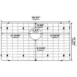 MONSINTA Kitchen Sink Grid and Sink Protector, Stainless Steel Sink Grids 28 3/4" x 15 3/4" with Rear Drain for Single Sink Bowl, Sink Bottom Grid, Sink Grate