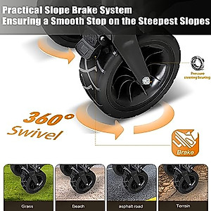 SaSupfe XXL Foldable Wagon Cart with Brake Collapsible Heavy-Duty Alloy Steel Frame, 330+ lbs Capacity, All-Terrain Wheels for Sports,Fishing,Outdoor Camping and Shopping(White)