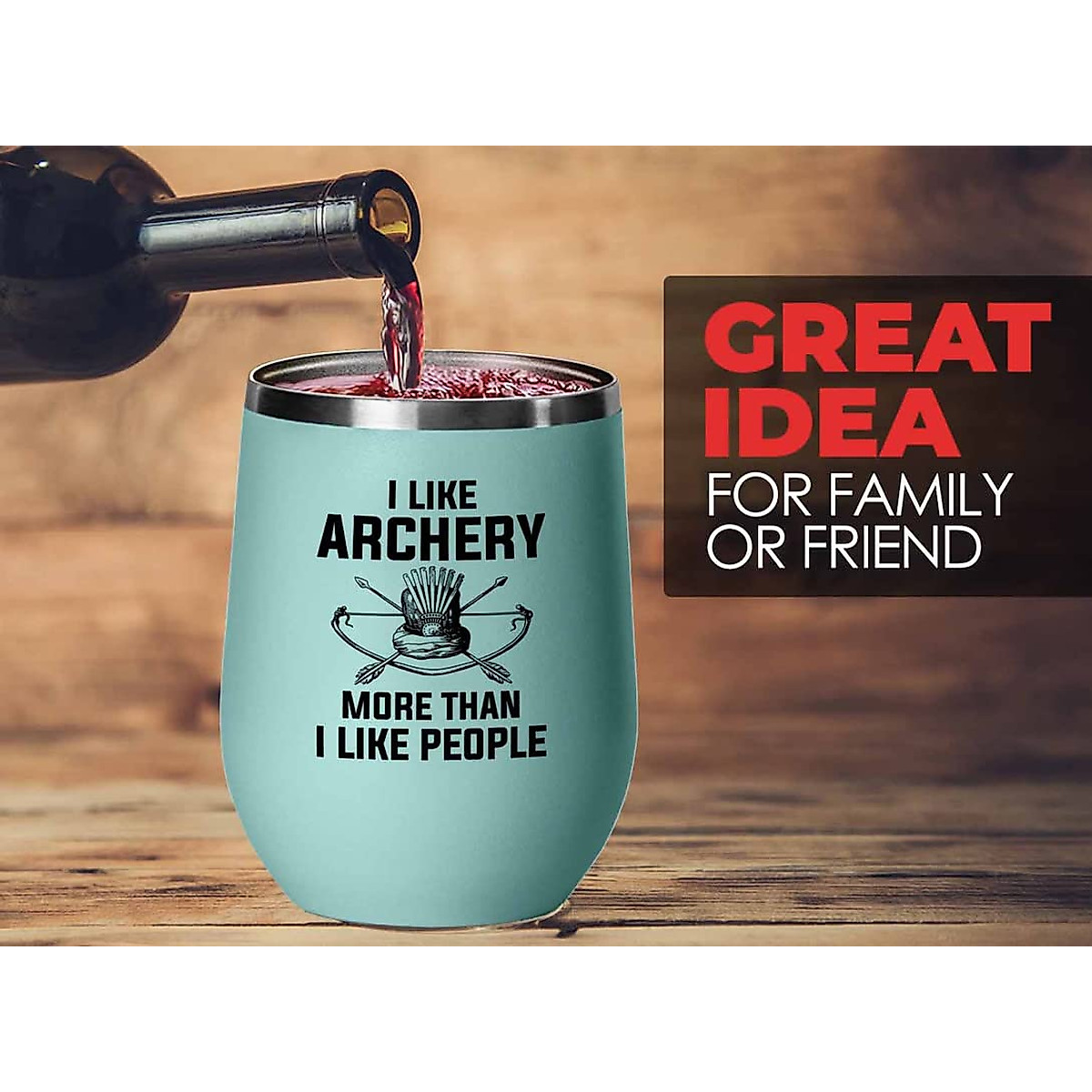 Archery Teal Edition Wine Tumbler 12oz - Like Archery More - Funny Gift For Archery Coach Athlete Hunt Target Shot Trainer Arrow Bow Sport