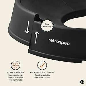 Retrospec Luna Exercise Ball - 55, 65, or 75cm Yoga Ball for Workouts, Stability, Pregnancy - Swish Balance Ball w/Pump & Base for Office & Home Gym