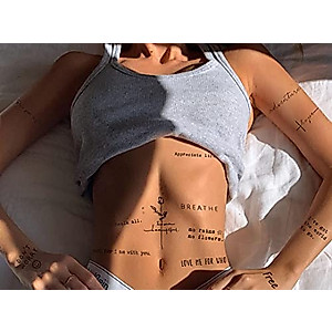 DIVAWOO Realistic Temporary Tattoo - 60 Sheets Tiny Fake Tattoos, 40 Pcs Inspirational Words Tattoo, 20 Pcs Wild Flower Floral Bouquet Stickers for Adult Women Face Body Hand
