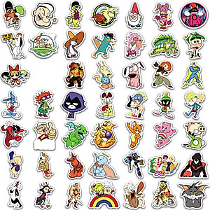 100Pcs 90s Cartoon Stickers Pack for Water Bottles Vinyl Kawaii Anime Stickers for Kids Teens Waterproof Cute Cartoon Characters Stickers Mixed 80s Cartoon Stickers for Laptop Hydroflask Journaling