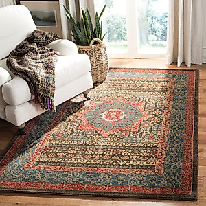 SAFAVIEH Mahal Collection Area Rug - 9' x 12', Navy & Red, Traditional Oriental Design, Non-Shedding & Easy Care, Ideal for High Traffic Areas in Living Room, Bedroom (MAH620C)