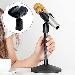 4 Pack Universal Microphone Clip Holder with 5/8" Male to 3/8" Female Screw Adapter Suitable for Handheld Microphones