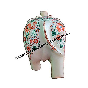 8" Inch White Marble Elephant, White Marble Inlay Elephant, Elephant Figurine, Marble Stone Elephant, Coral Stone Inlay, Elephants Disney Plus, Elephant Island, Virtual White Elephant